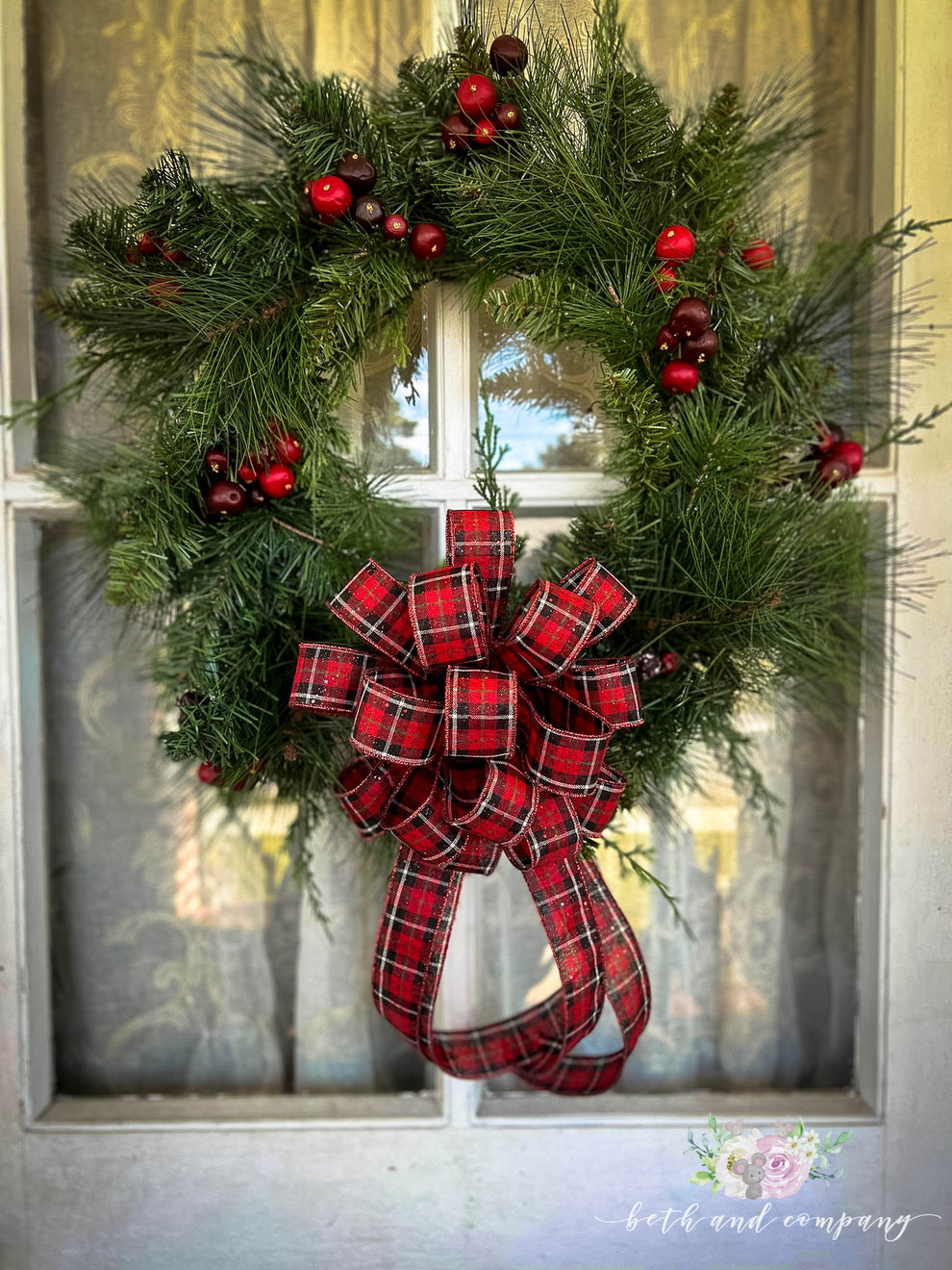 Christmas Bow | Santa Theme | Red Black White Plaid Wired Ribbon | Chr ...